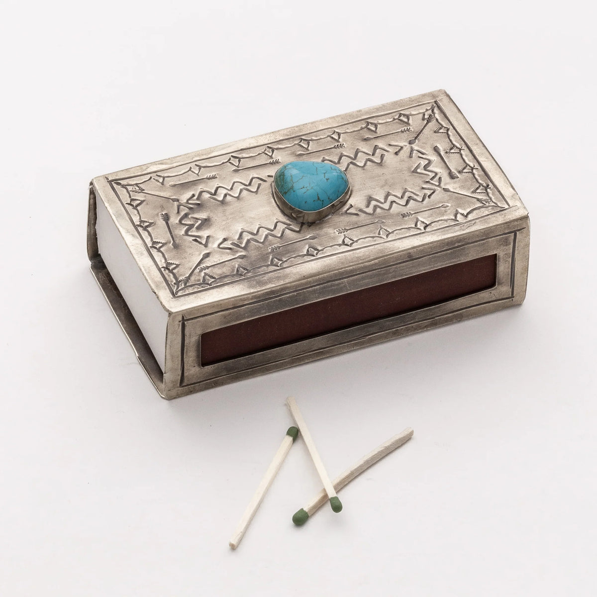 Stamped Matchbox Cover with Turquoise – Honeysuckle Rose Boutique